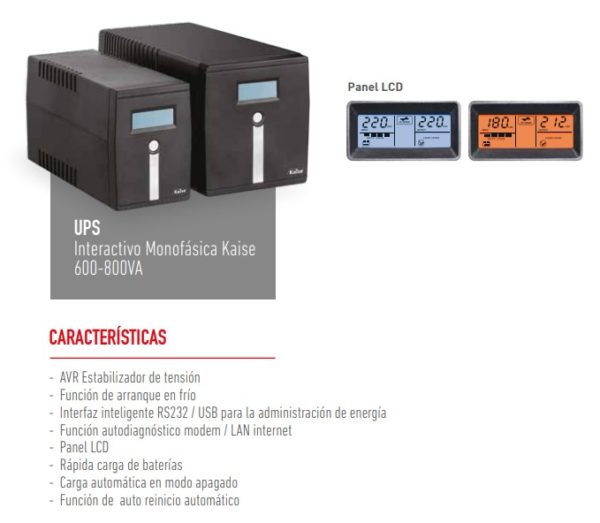UPS 600 VA Kaise 600va 360w Con Pantalla SAI Monofasico Interactivo